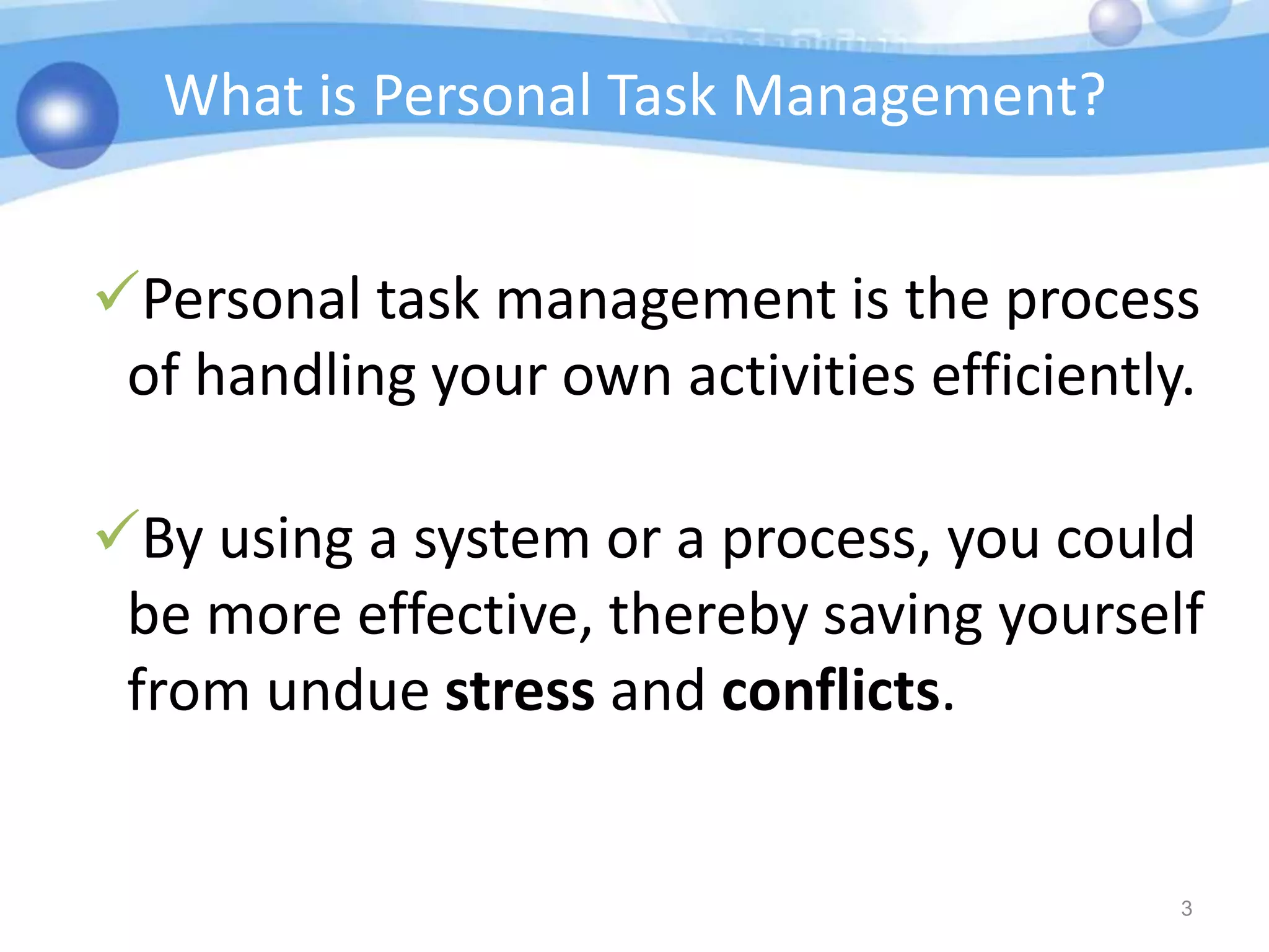 Personal task management | PPTX