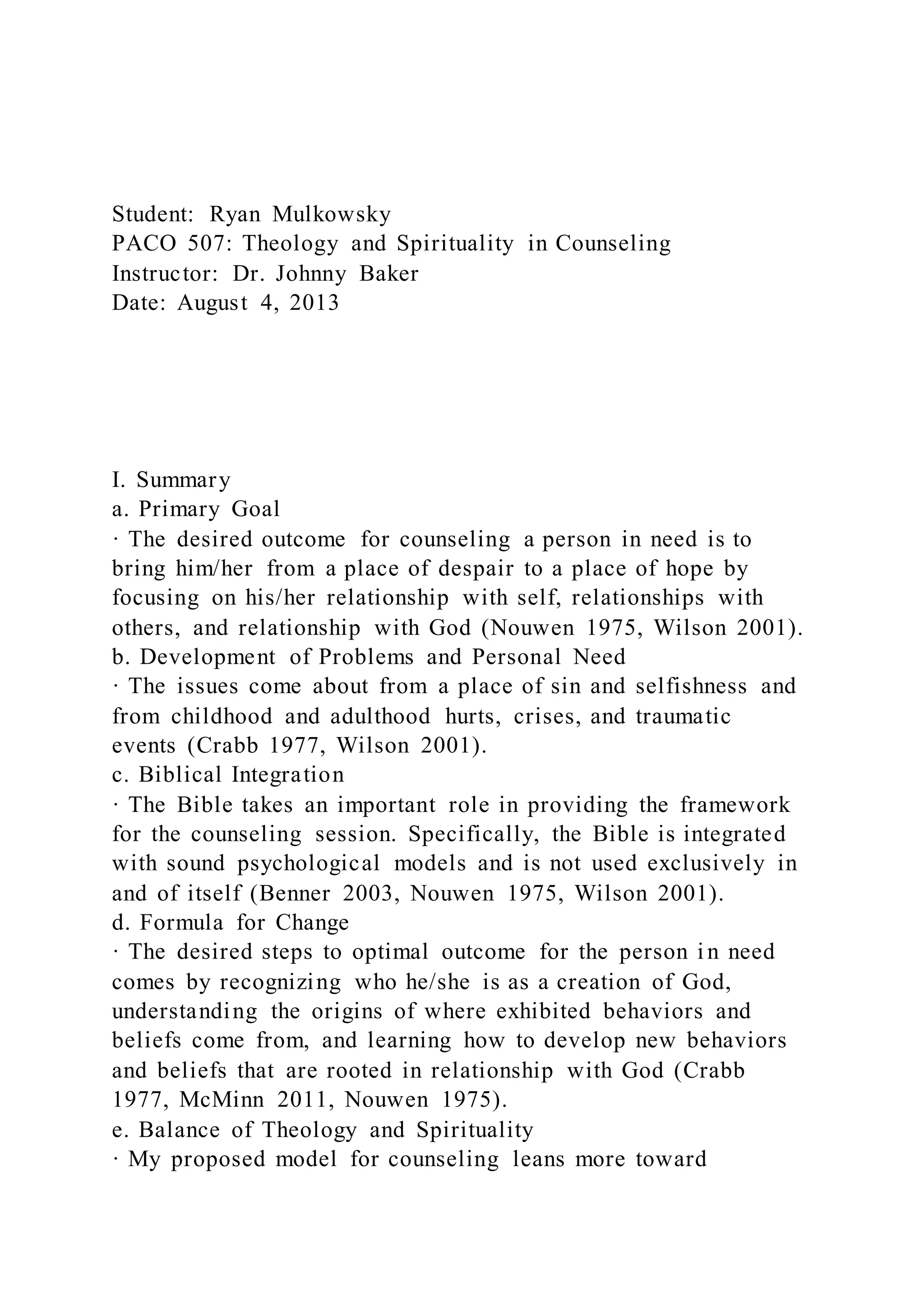 Personal theory paperoutline | DOCX