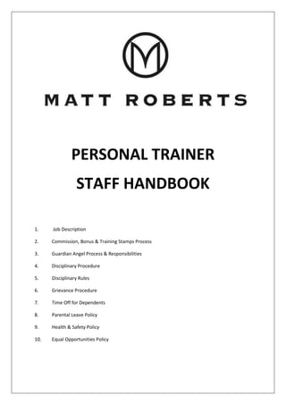 Personal Trainer staff handbook | DOCX