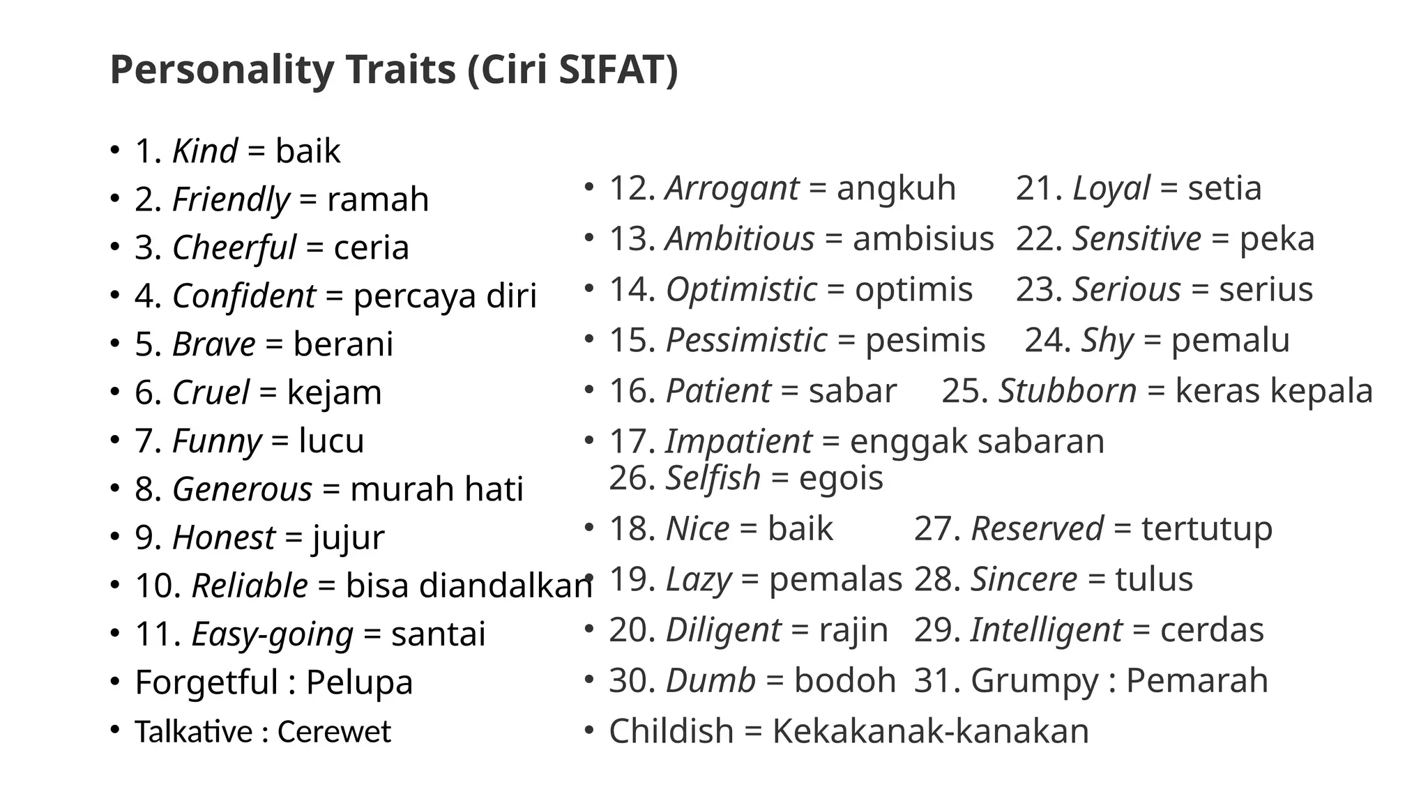 PERSONAL TRAITS atau Ciri ciri sifat manusia.pptx