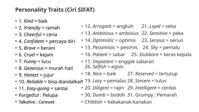 PERSONAL TRAITS atau Ciri ciri sifat manusia.pptx