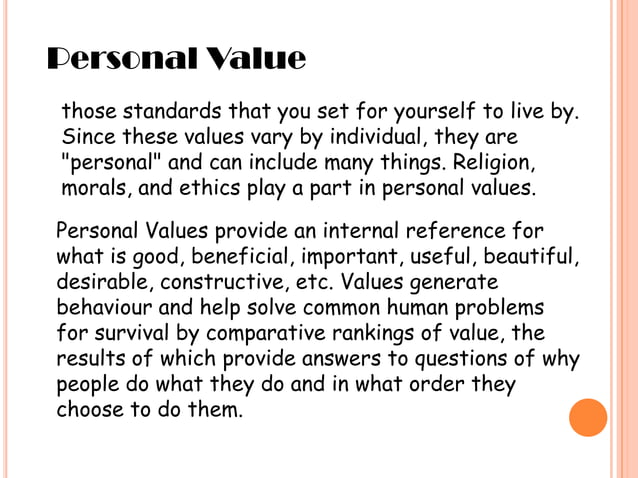 Personal values of individuals | PPTX