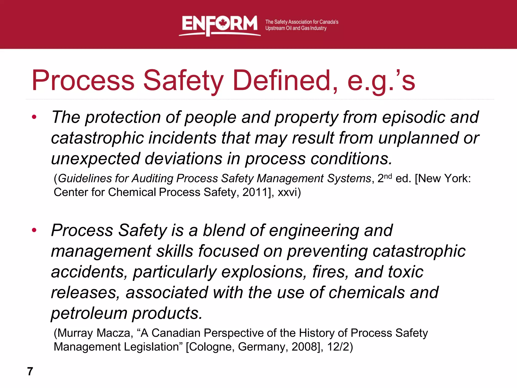 Enform oil and gas safety: Process safey vs. personal safety | PDF