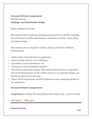 Personal website assignment | DOCX | Web Development | Internet