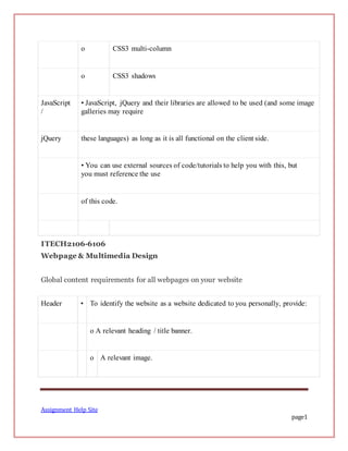 Personal website assignment | DOCX | Web Development | Internet