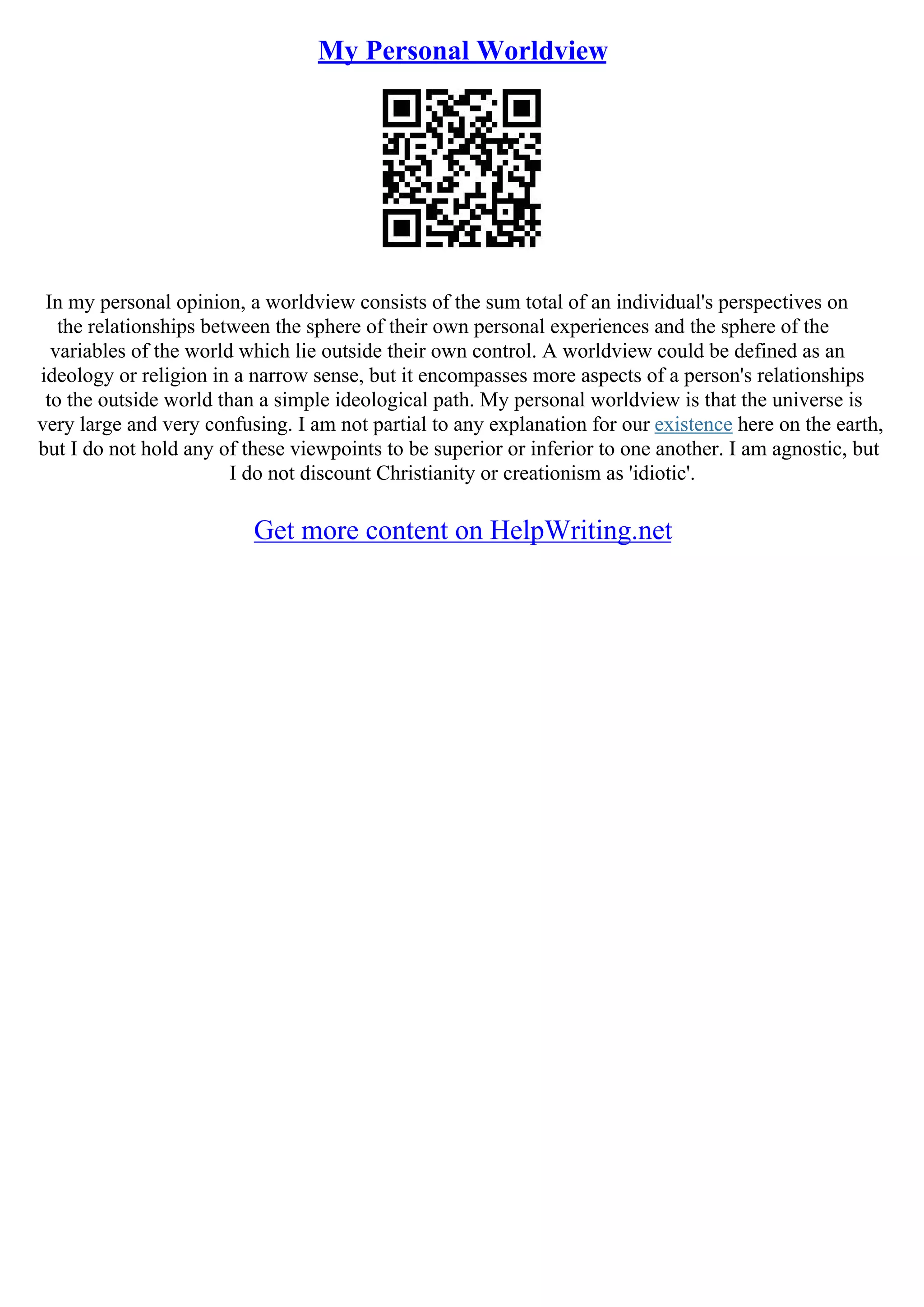 Personal Worldview Essay | PDF