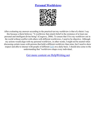 Personal Worldview Essay | PDF