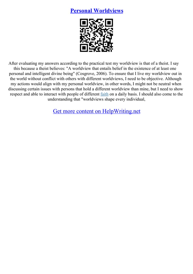 Personal Worldview Essay | PDF