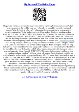 Personal Worldview Essay | PDF