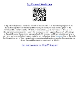 Personal Worldview Essay | PDF