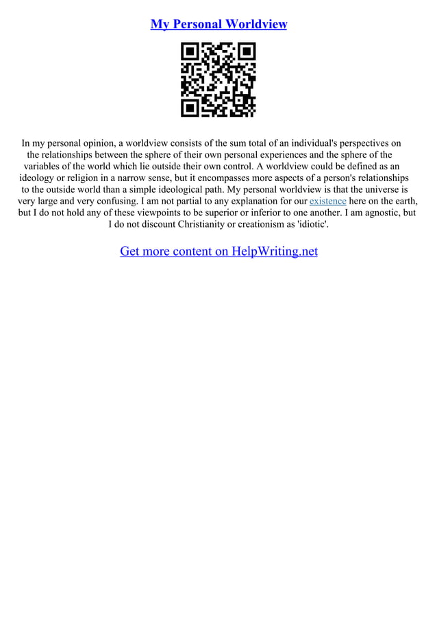 Personal Worldview Essay | PDF