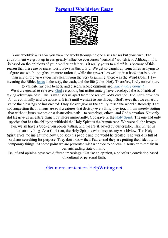 Personal Worldview Essay | PDF
