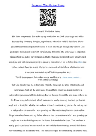 Personal Worldview Essay | PDF