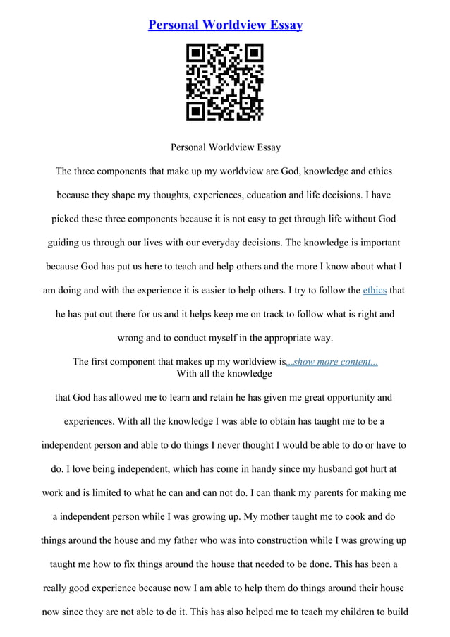 Personal Worldview Essay | PDF