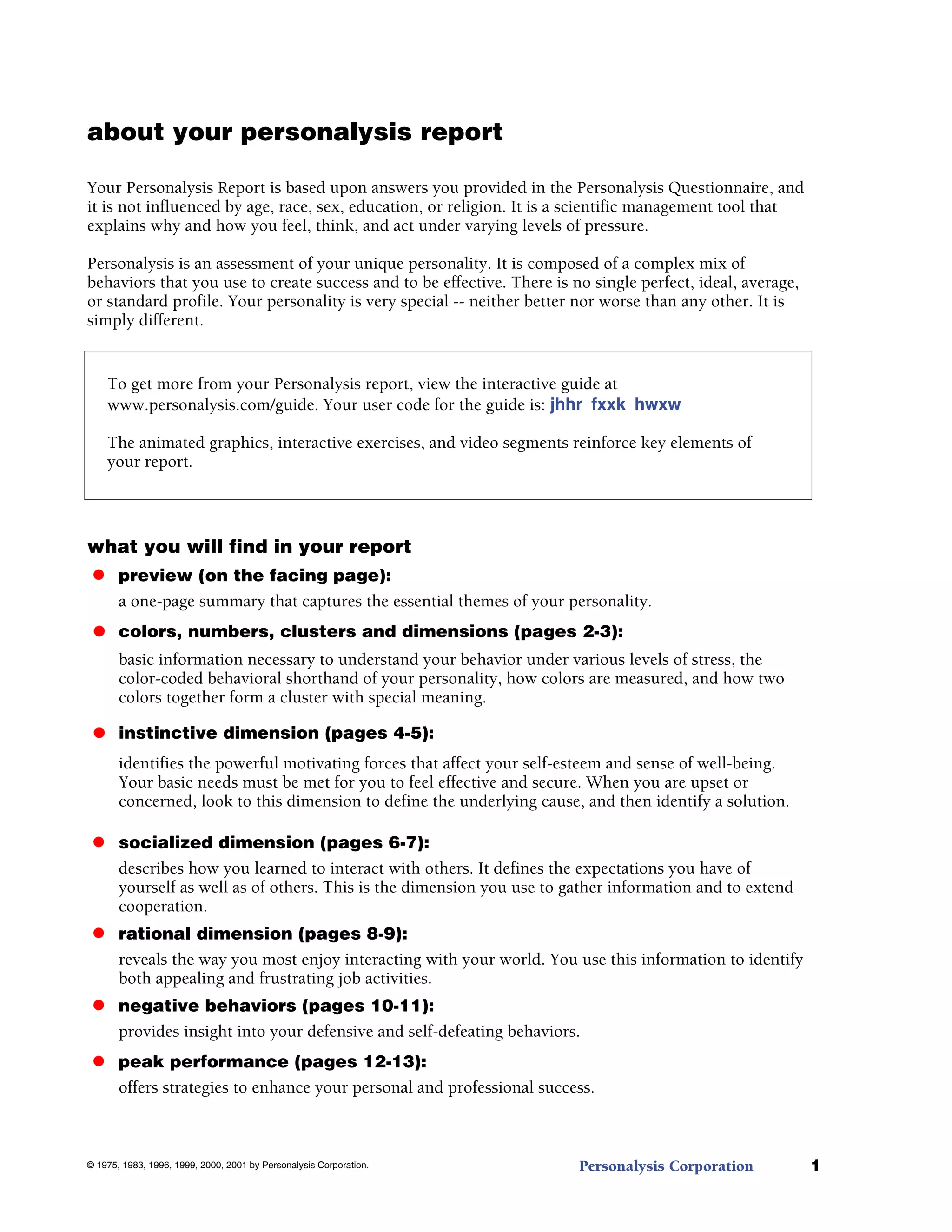 Personalysis summary report | PDF