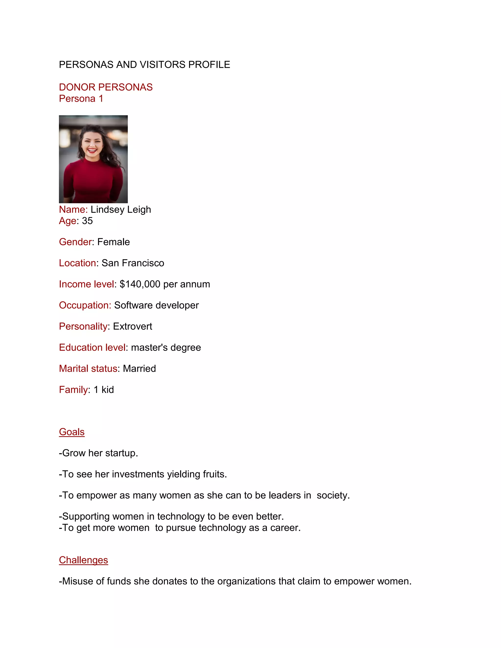 Personas and visitors profiles | PDF