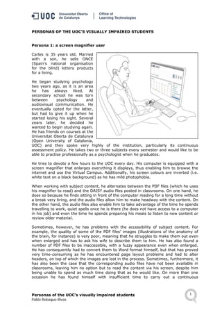 Personas of the uoc's visually impaired students | PDF | Desktop ...
