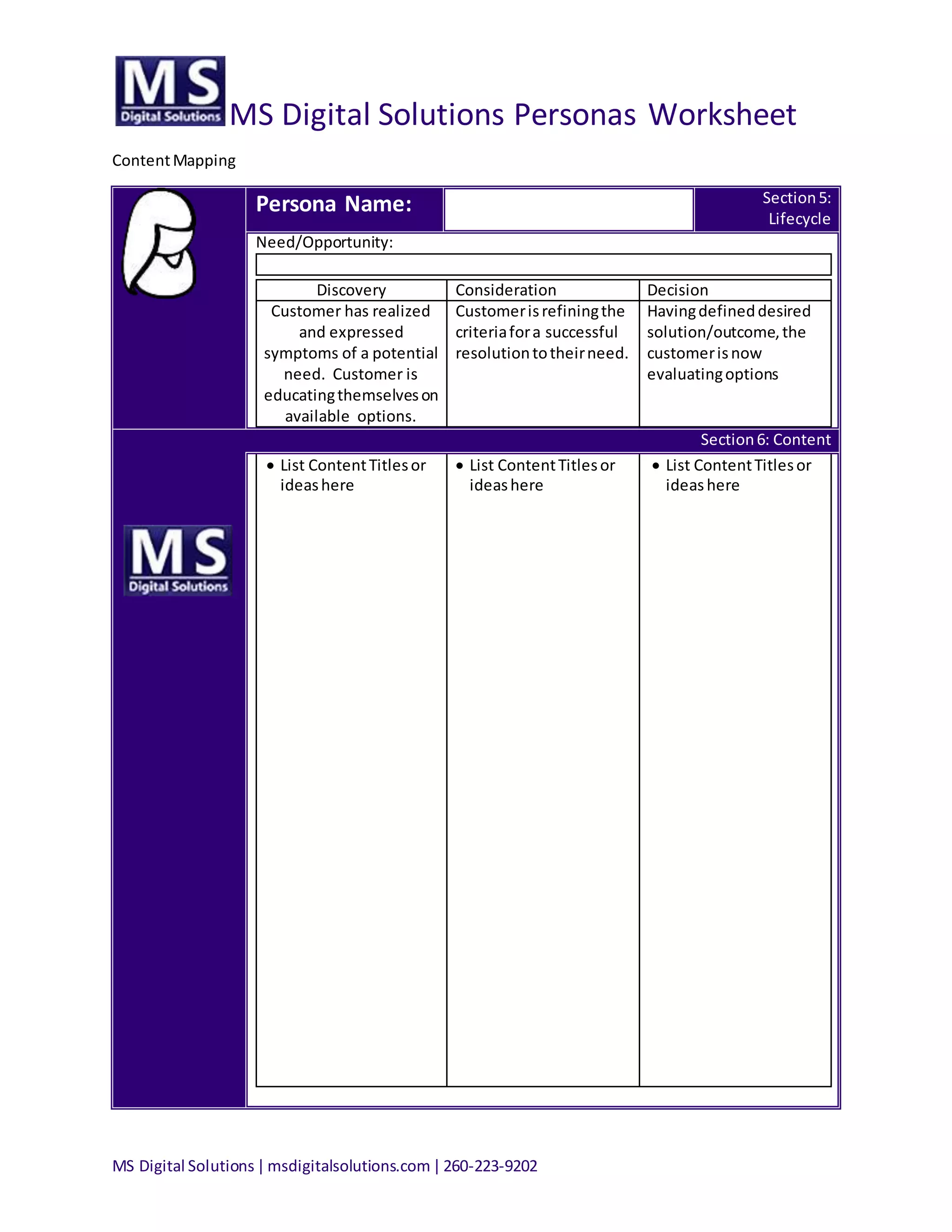 Personas worksheet | PDF