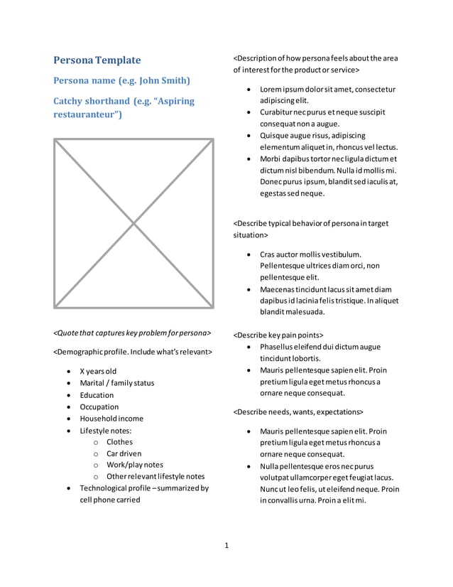 Persona template | DOCX | Technology & Computing