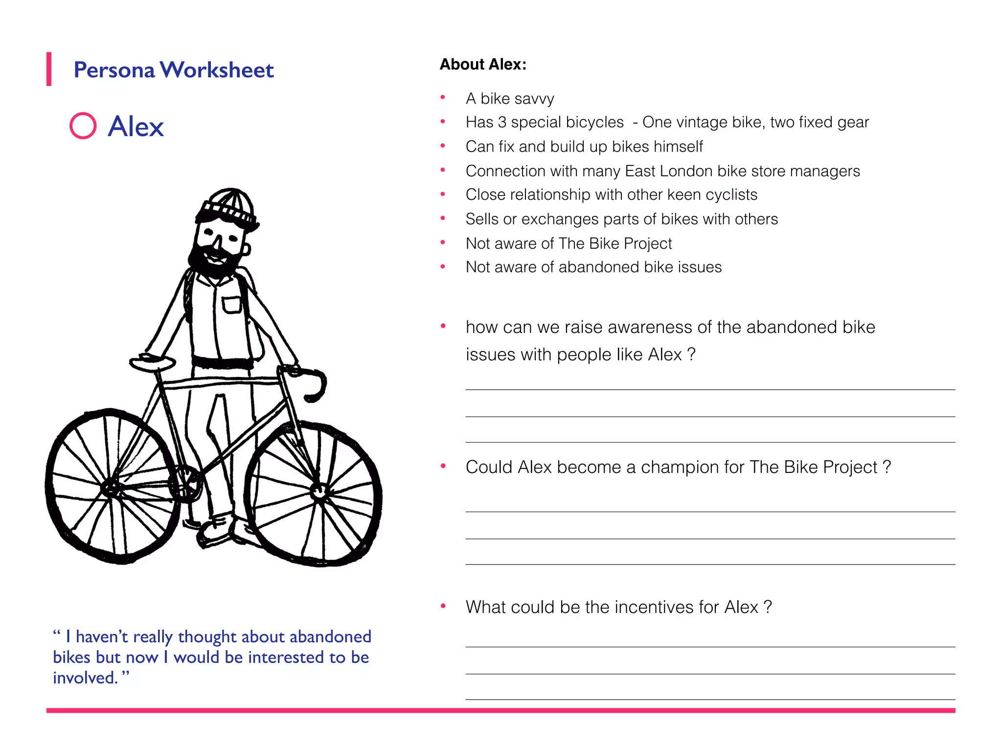 Persona Worksheets abandoned bike project | PDF