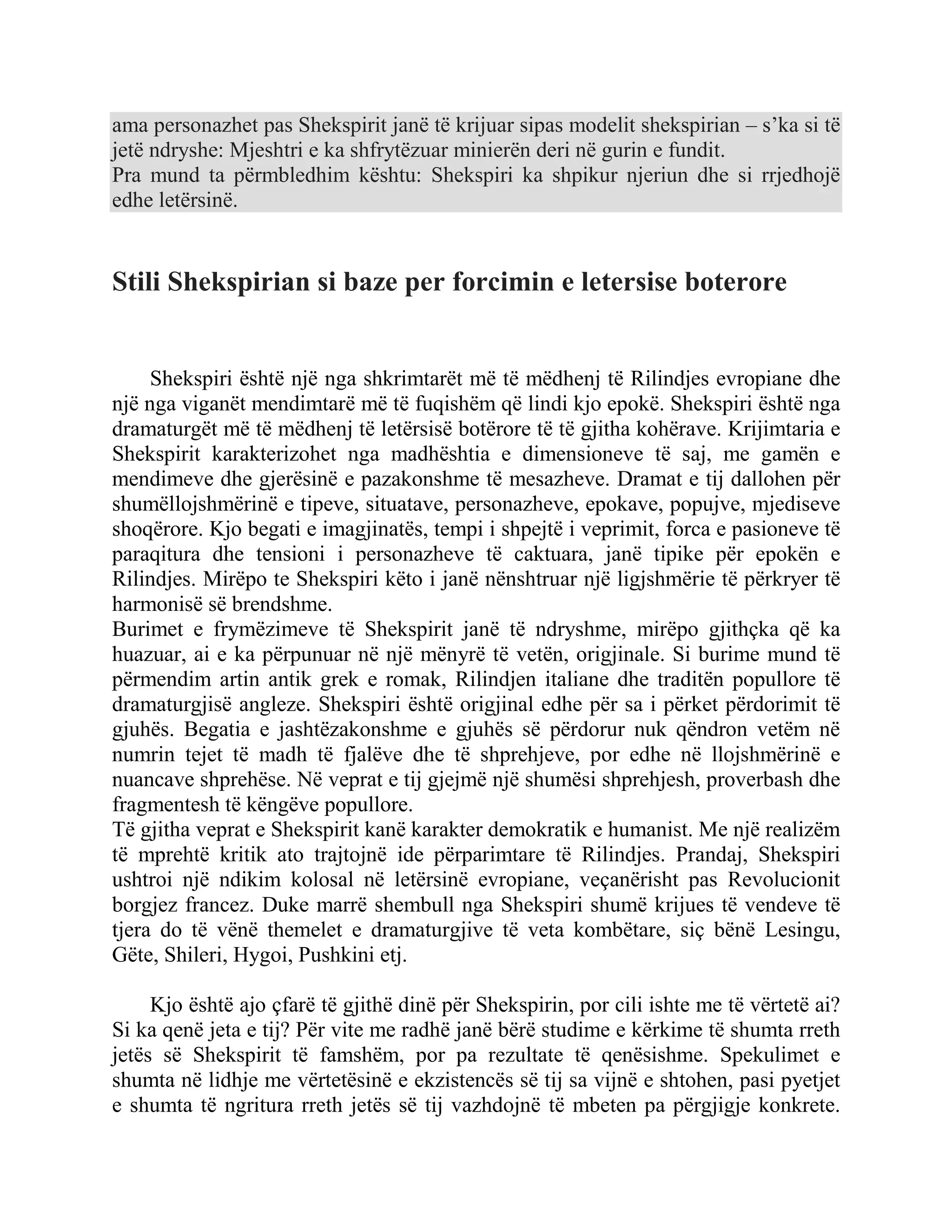 Personazhet e shekspirit | DOCX