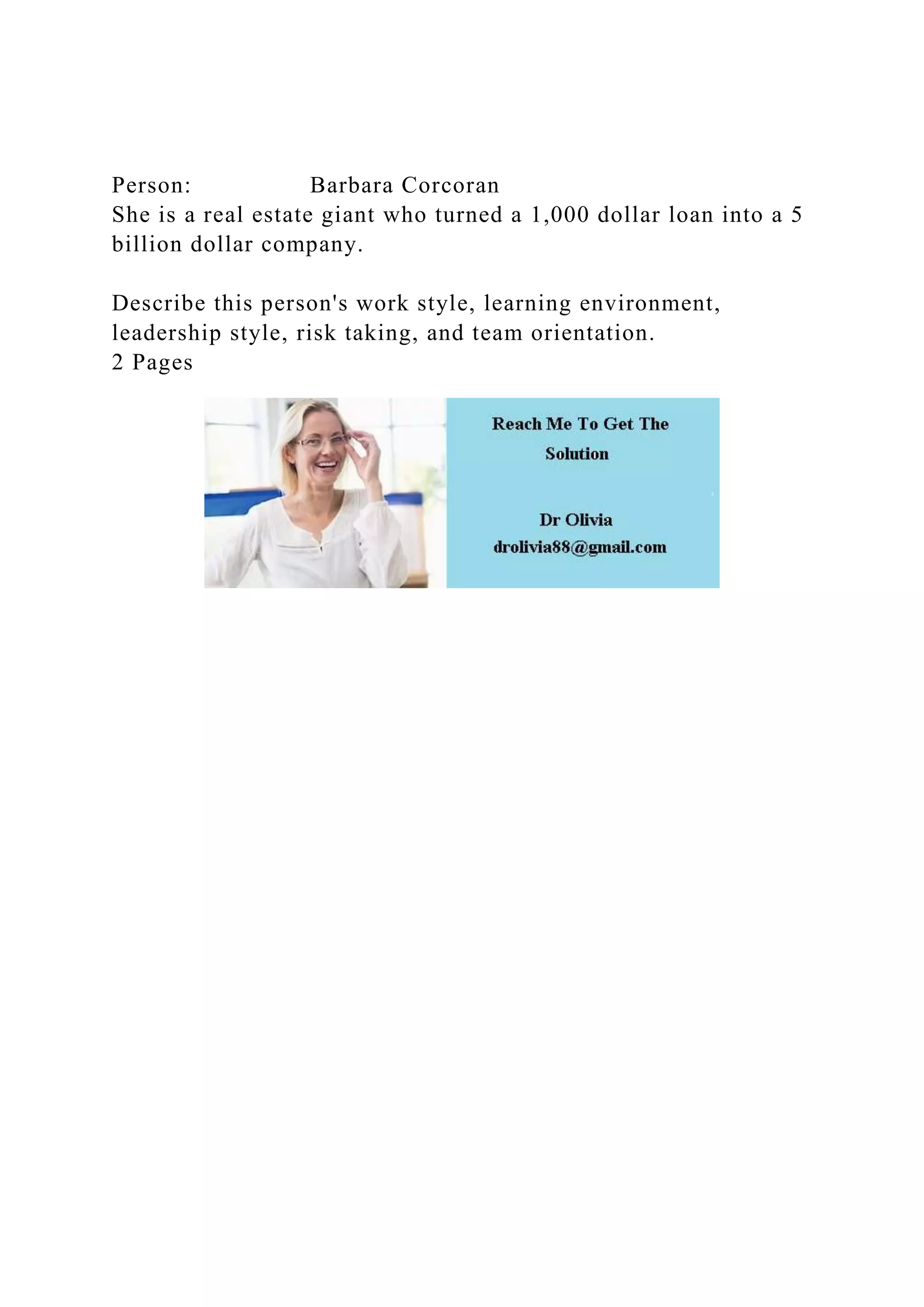 Person Barbara CorcoranShe is a real estate gian.docx