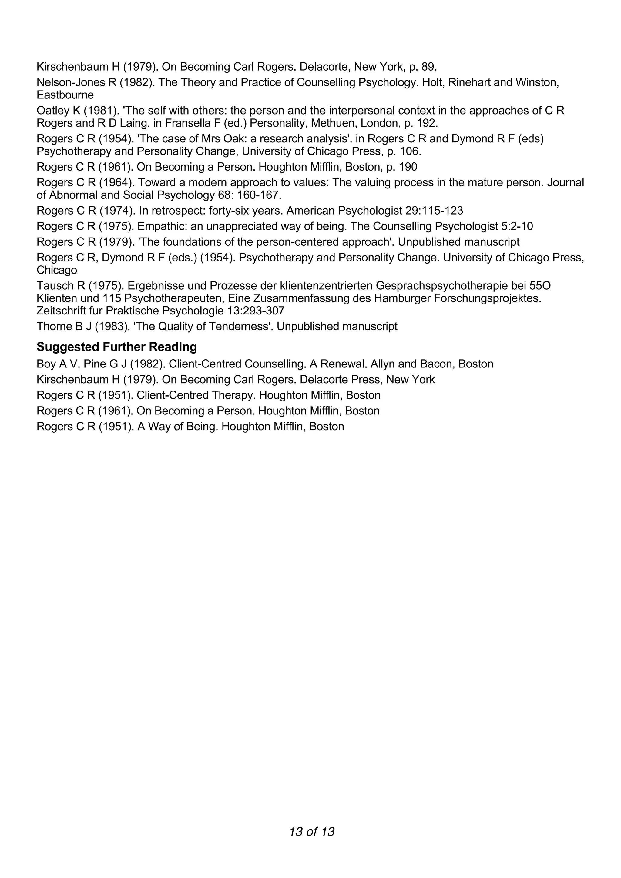 Person centered therapy by brian thorne | PDF
