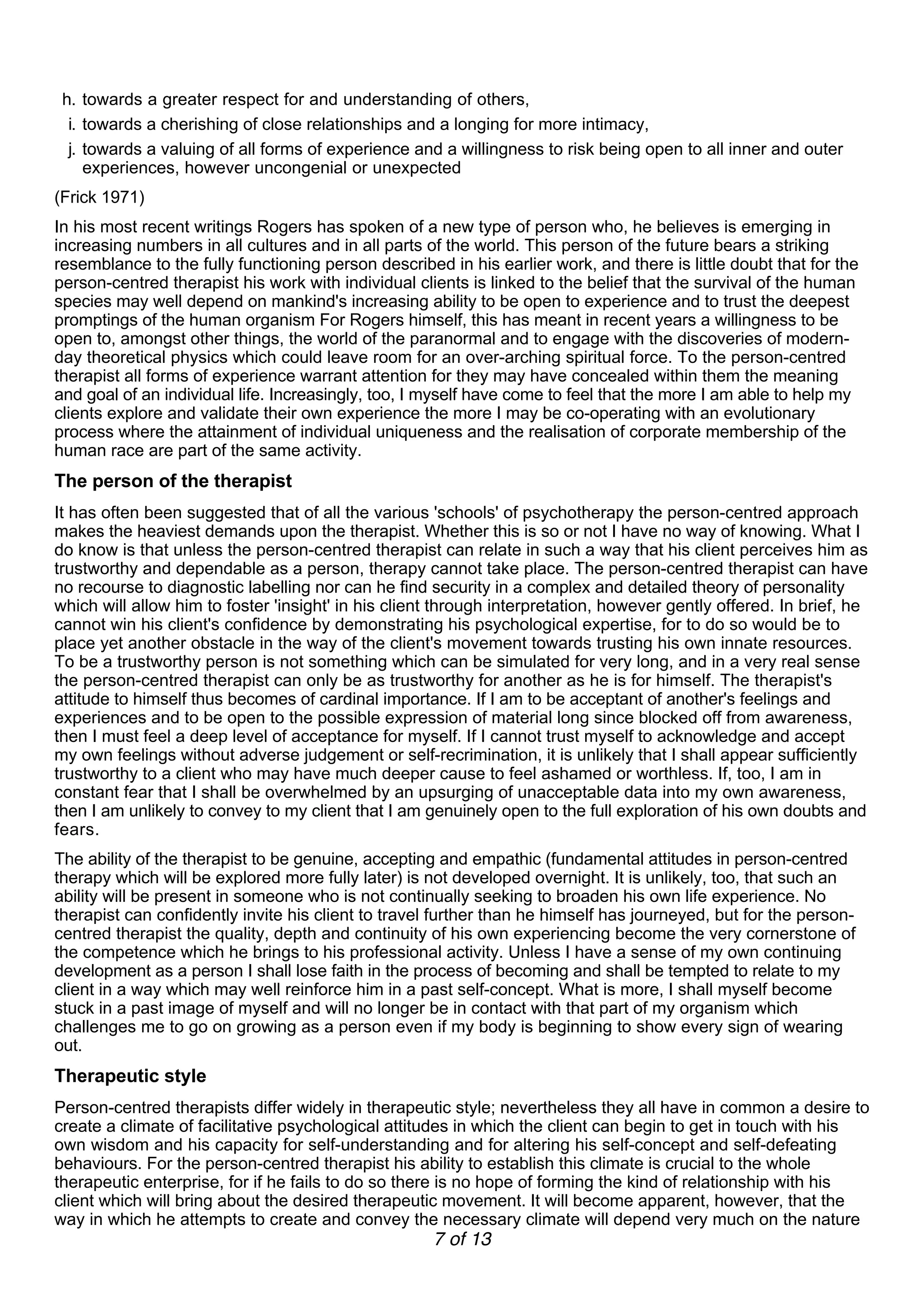 Person centered therapy by brian thorne | PDF