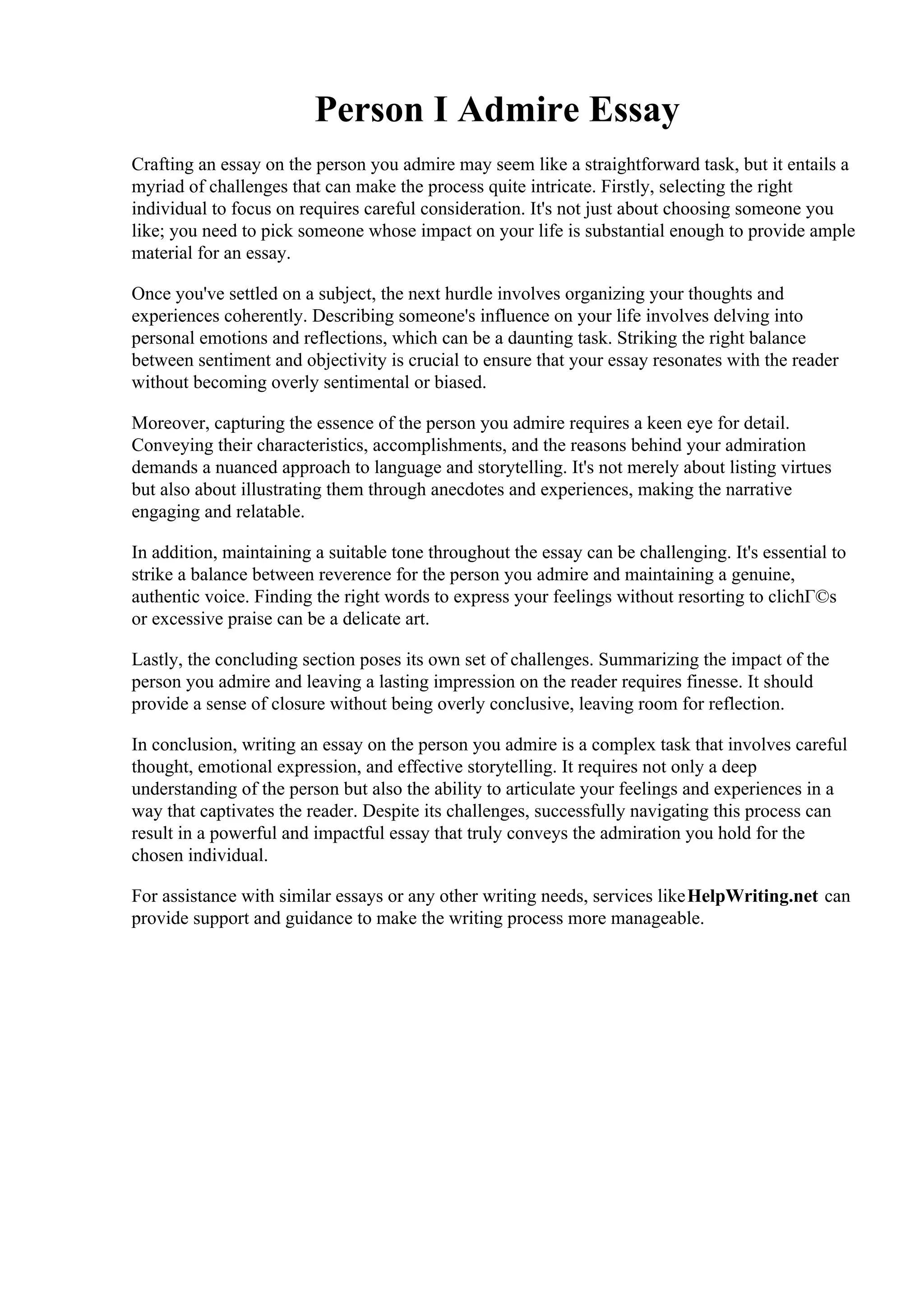 Person I Admire Essay | PDF