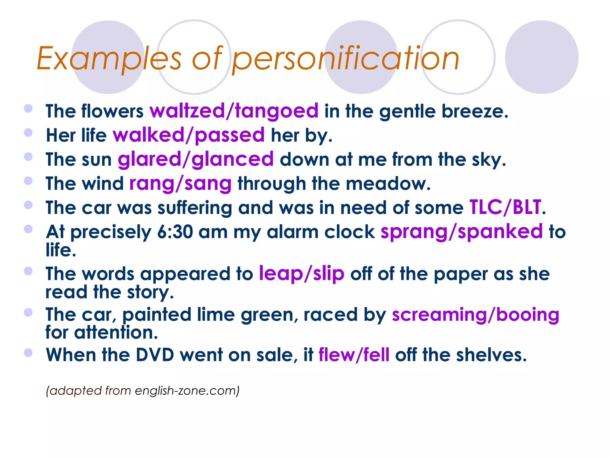 Figures of speech: Personification | PPT