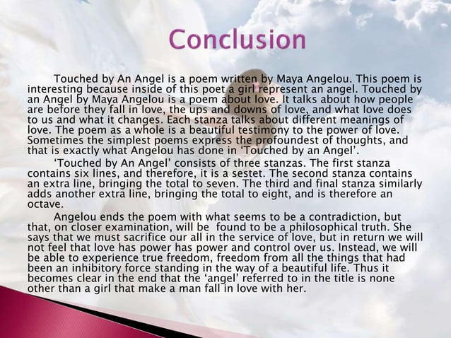 Poem analysis of Maya Angelou's Touched By An Angel | PPTX