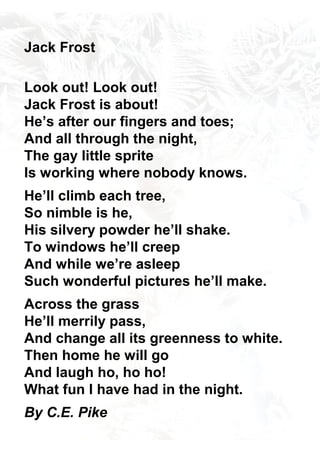 Personification Poems For Kids