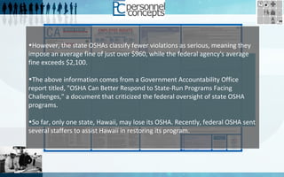 Personnel concepts state level occupational safety and health ...