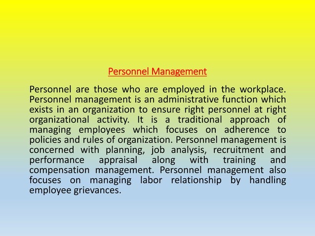 Personnel management vs human resource management | PPTX | Human ...