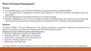 Personnel Managment & HRM | PPTX