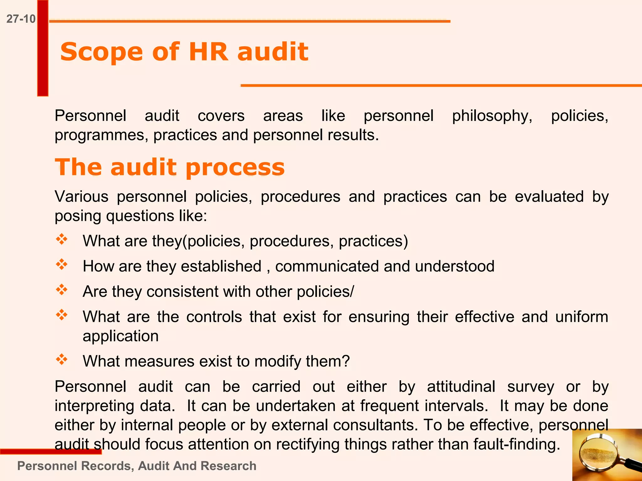 Personnel records, audit and research - HR Audit | PPT