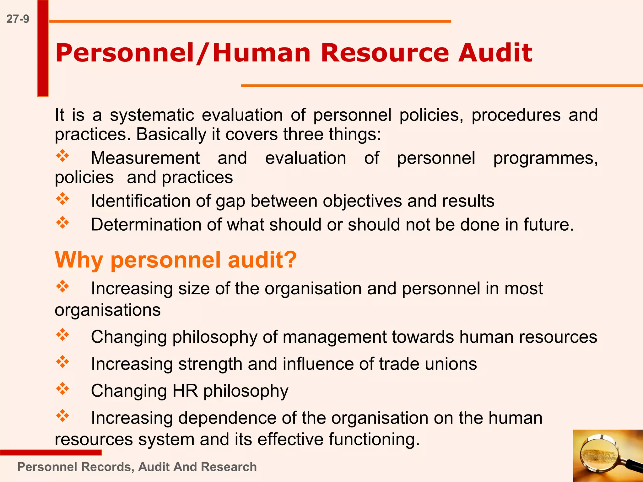 Personnel records, audit and research - HR Audit | PPT