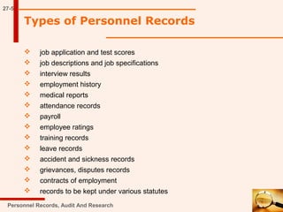Personnel records, audit and research - HR Audit | PPT