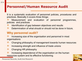 Personnel records, audit and research - HR Audit | PPT