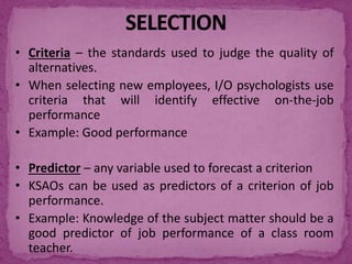 Personnel selection, ( industrial and organizational psychology | PPTX