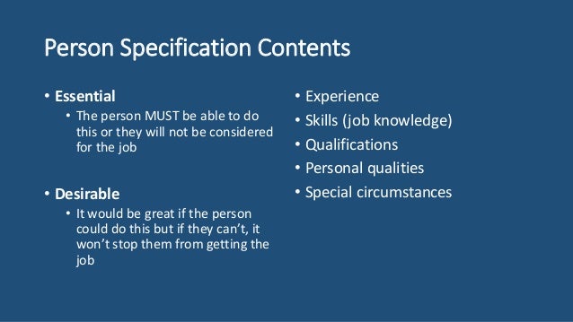 Person specification lesson