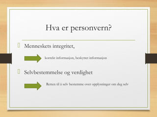 Personvern og elektroniske spor | PPT