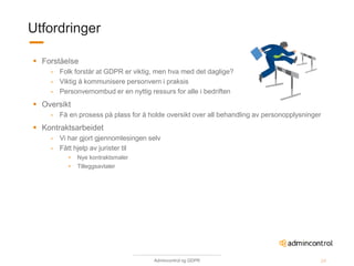 Personvern og etterlevelse av GDPR i Admincontrol | PPT