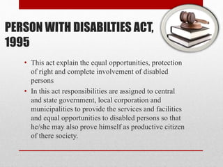 Person With Disabilties Act, 1995 | PPTX