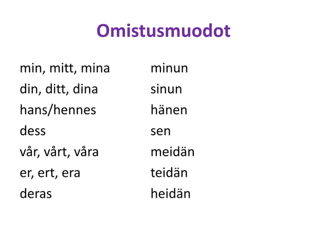 Persoonapronominit, ruotsin kieli | PPT