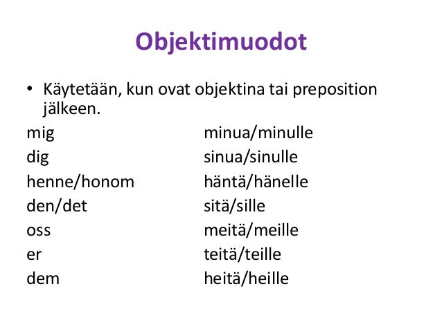 Persoonapronominit, ruotsin kieli