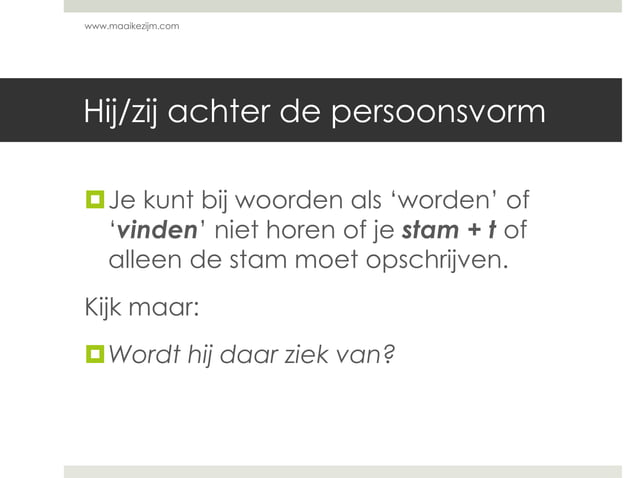 Persoonsvorm in de tegenwoordige tijd | PPTX