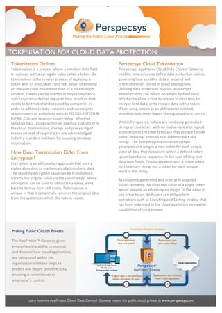 Perspecsys - TOKENISATION FOR CLOUD DATA PROTECTION | PDF