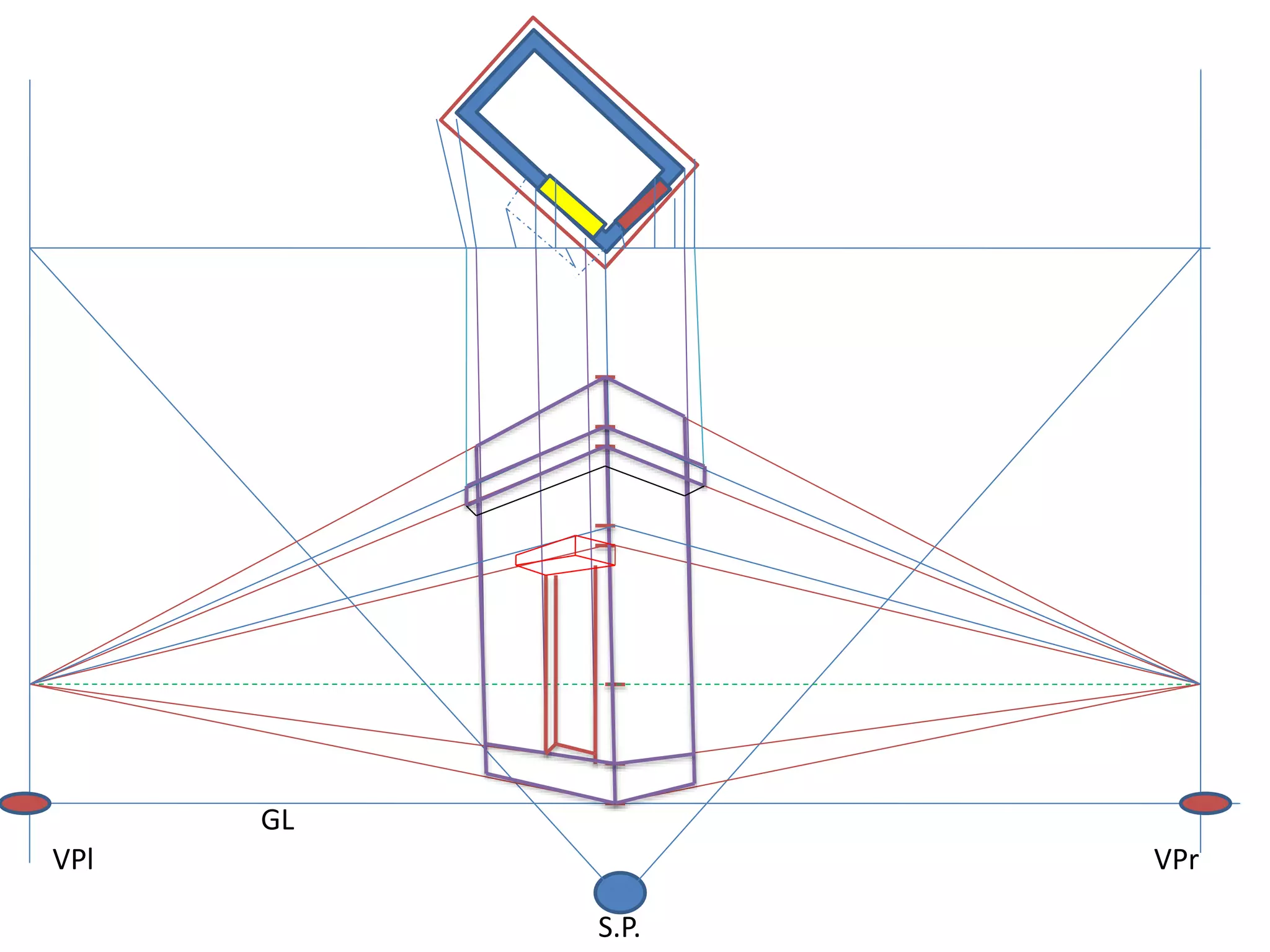 Perspective view of 1 room using two point perspective | PPTX | 3-D ...