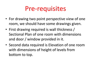 Perspective view of 1 room using two point perspective | PPTX | 3-D ...